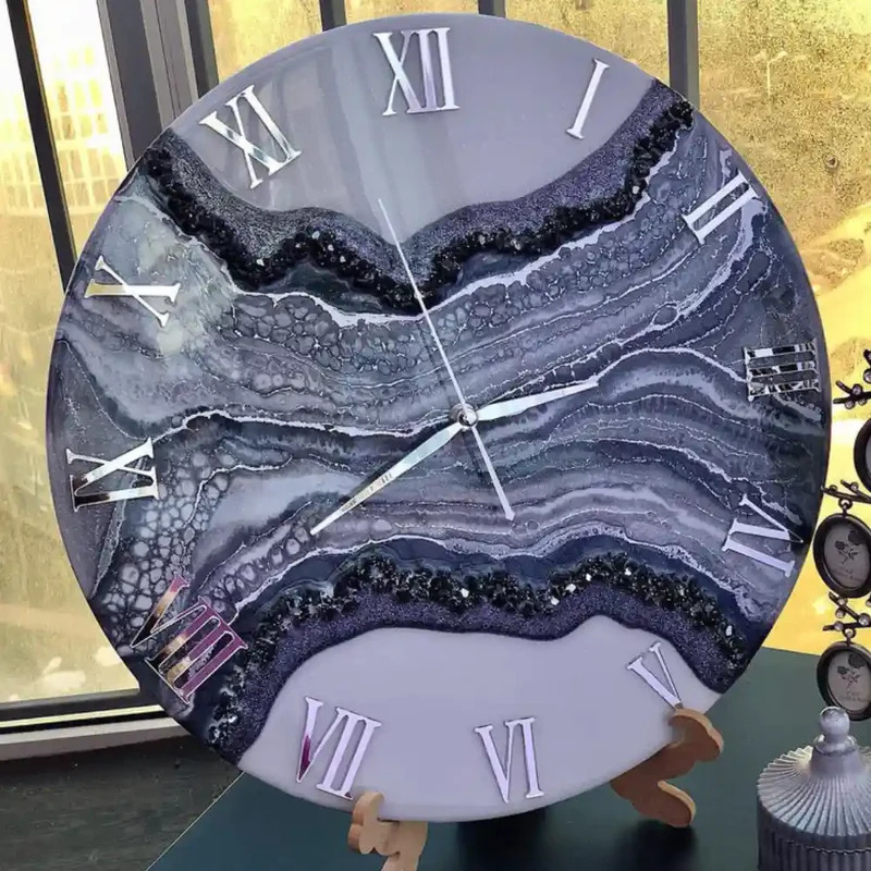 Shop Customized Geode Gray Resin Wall Clock Online