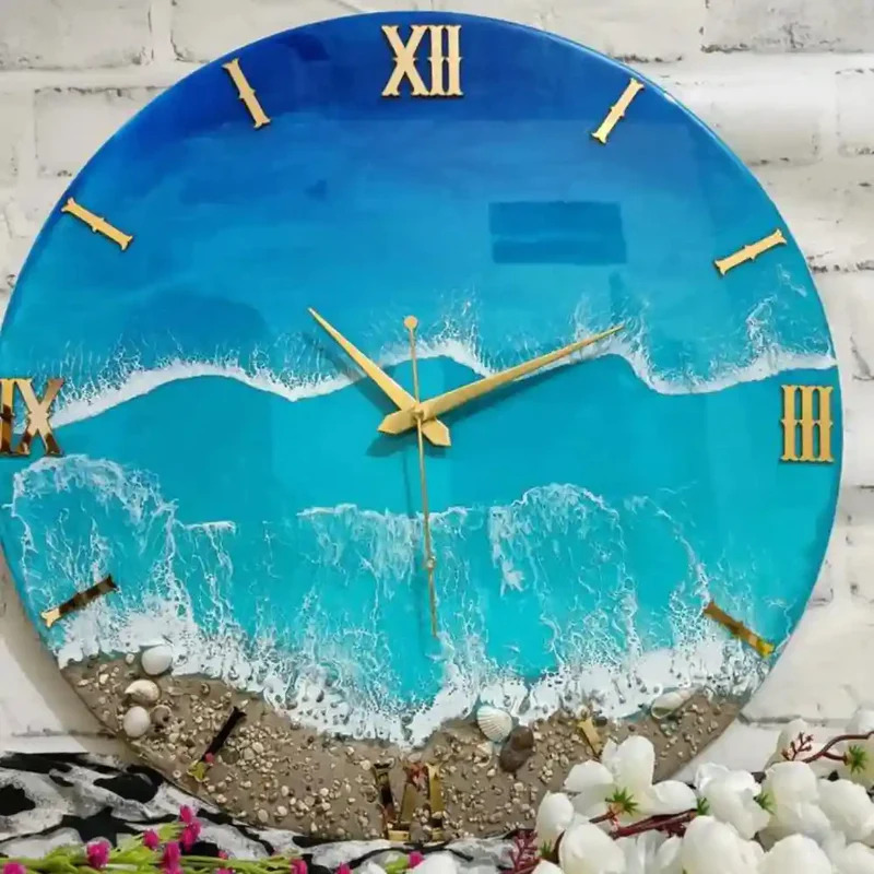 Stunning Blue Ocean Waves Wall Clock - Resin Home Decor Sale!